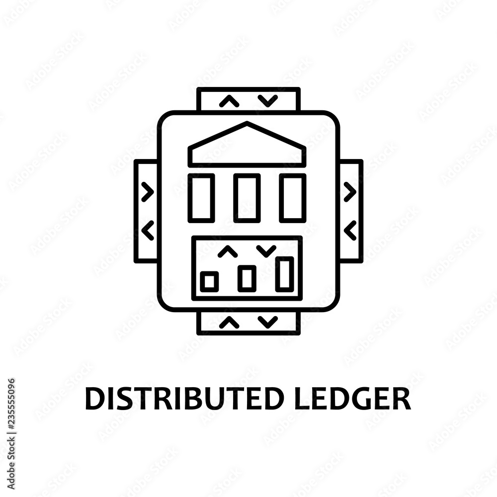 distributed ledger icon with name. Element of crypto currency for ...