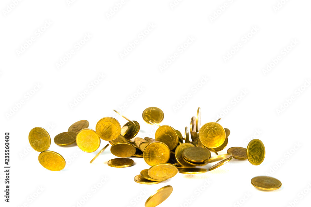 Movement of falling gold coin, flying coin, rain money isolated on ...