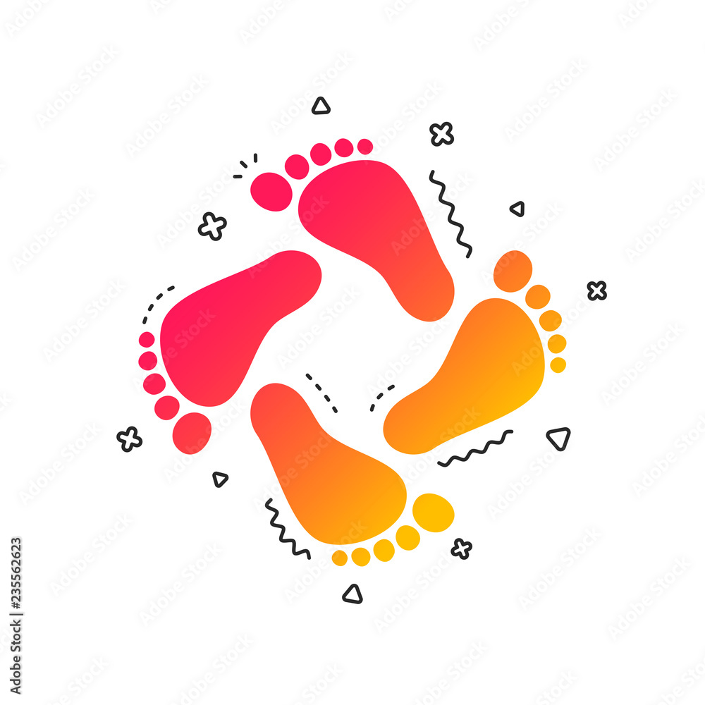 Baby footprints icon. Child barefoot steps. Toddler feet symbol ...