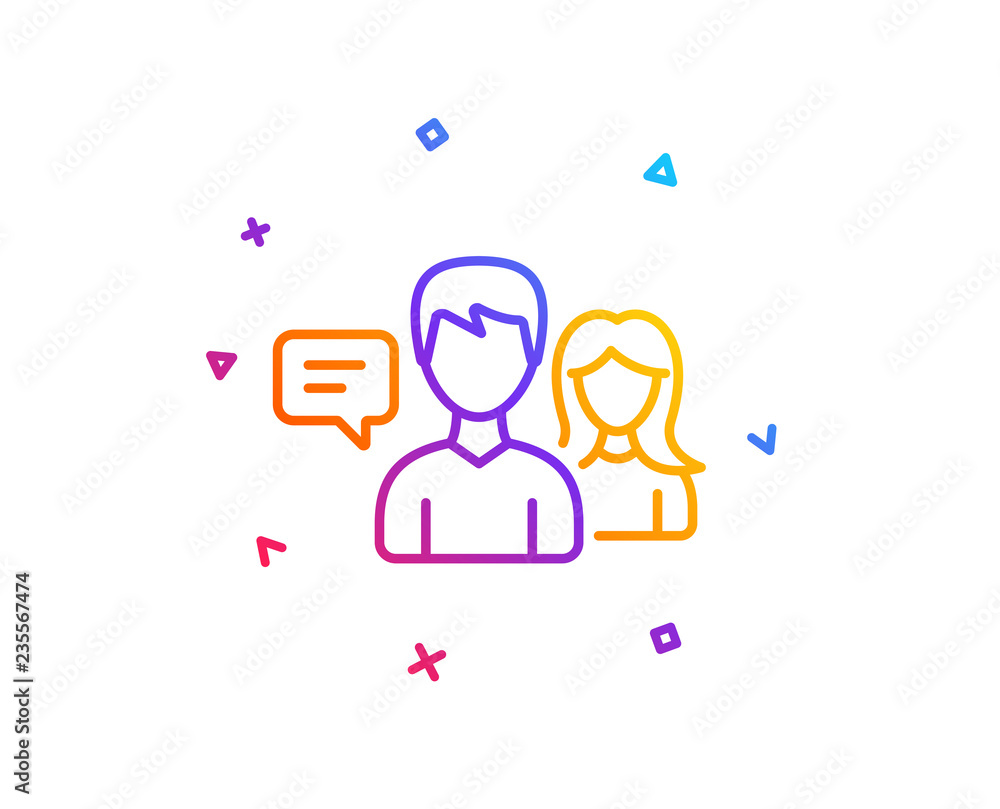 People talking line icon. Conversation sign. Communication speech ...