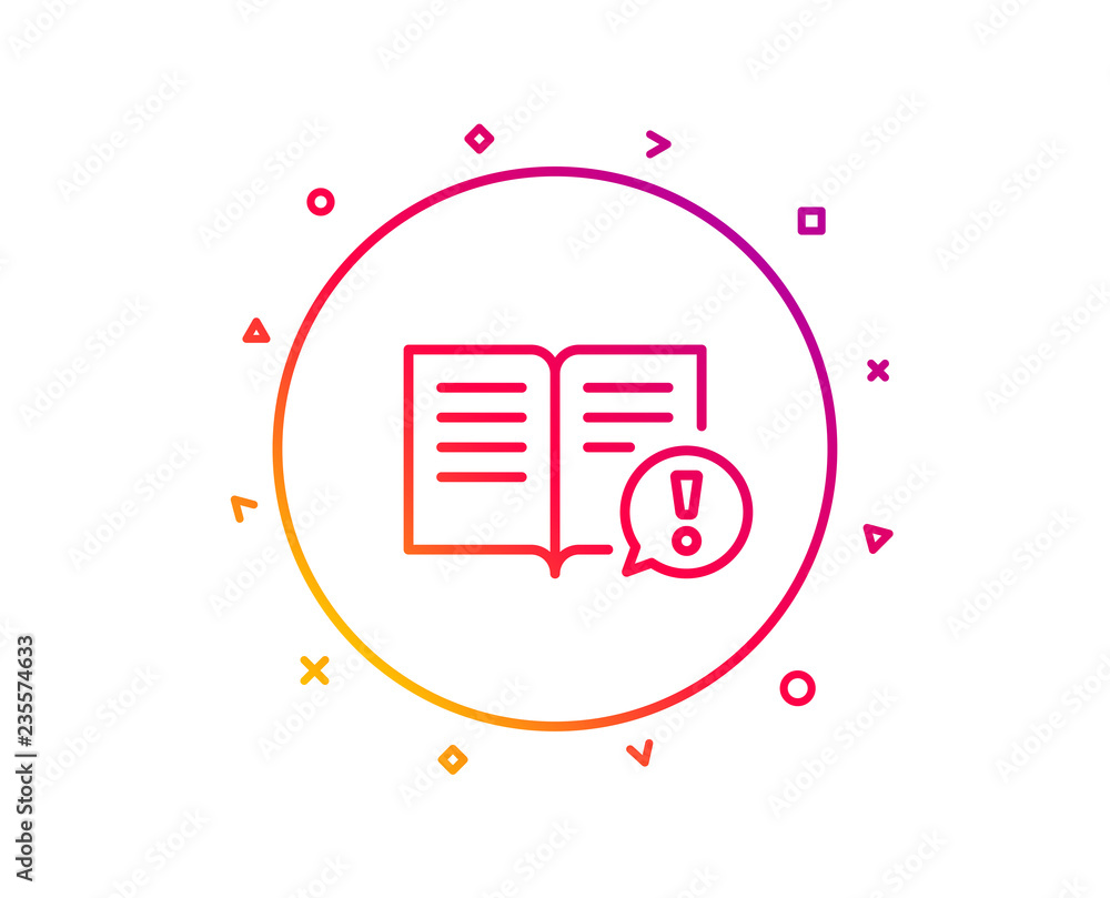 Interesting facts line icon. Exclamation mark sign. Book symbol ...