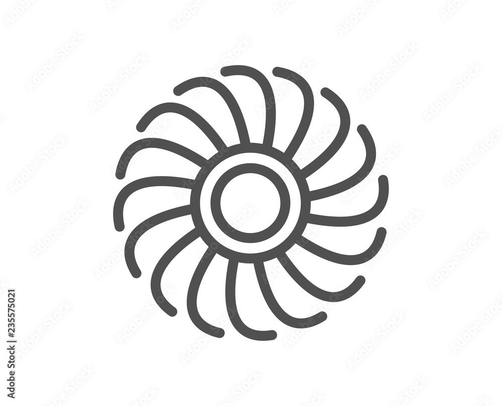 Fan engine line icon. Jet turbine sign. Ventilator symbol. Quality ...