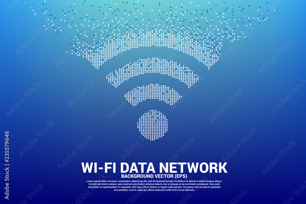 PrintVector Polygon wi-fi mobile data network icon from pixel. Concept ...