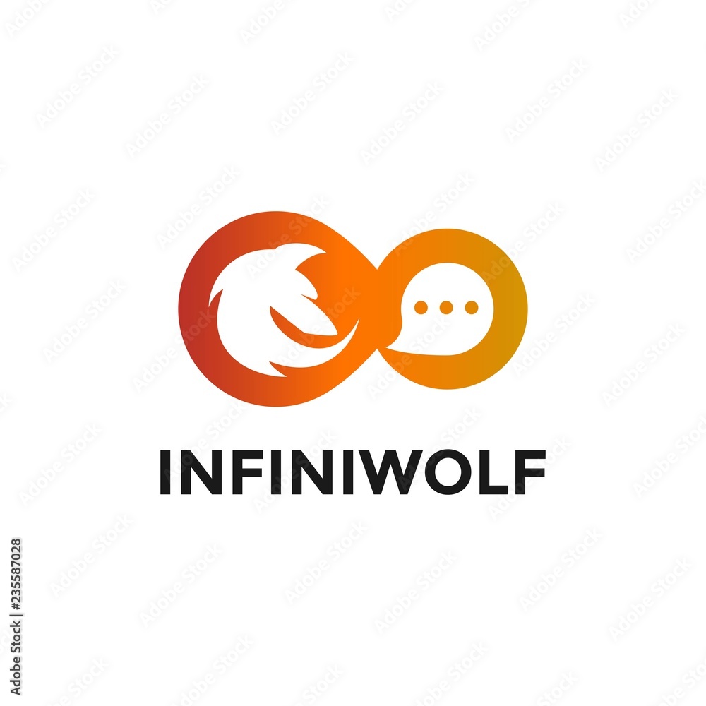 Combination of Wolf, Chat Icon and Infinity for Various Business Logo ...