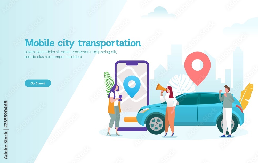 Vetor de mobile city transportation vector illustration concept, Online ...