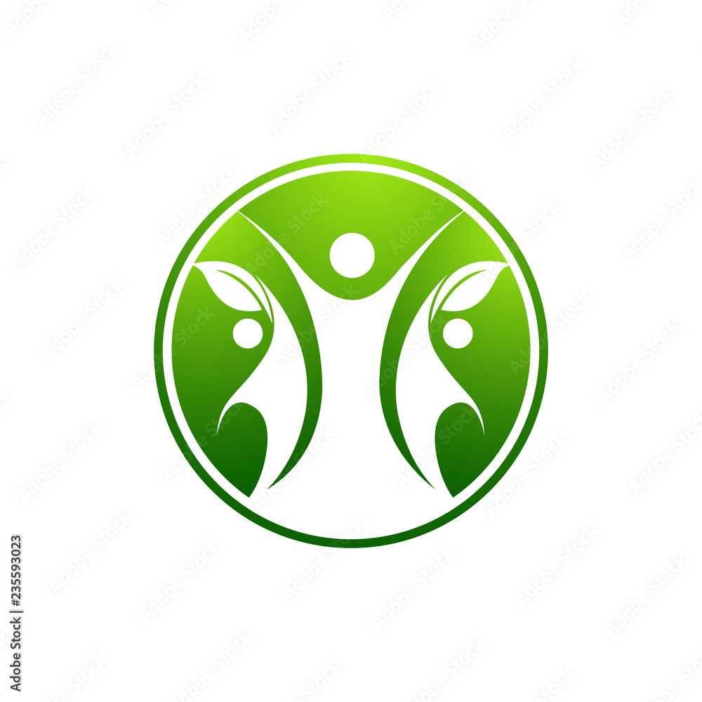Human character logo sign,Health care logo. Nature logo sign. Green ...