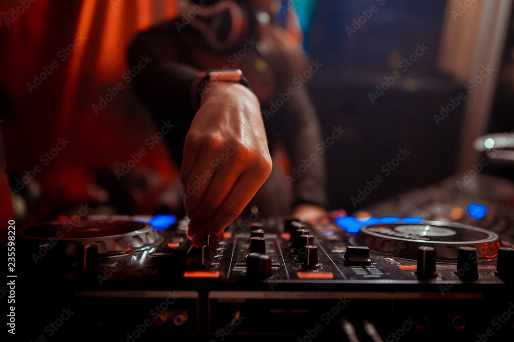 DJ sound equipment at nightclubs and music festivals, EDM, future house ...