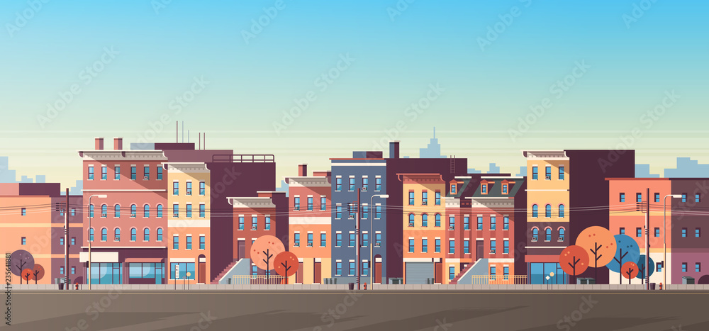 city building houses view skyline background real estate cute town ...