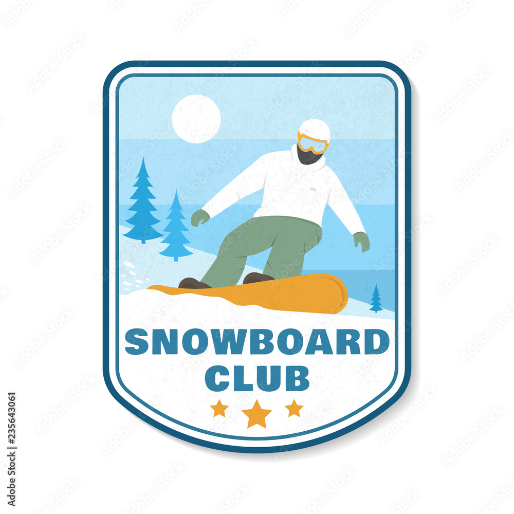 Snowboard Club patch. Vector. Concept for shirt, print, stamp, patch or ...