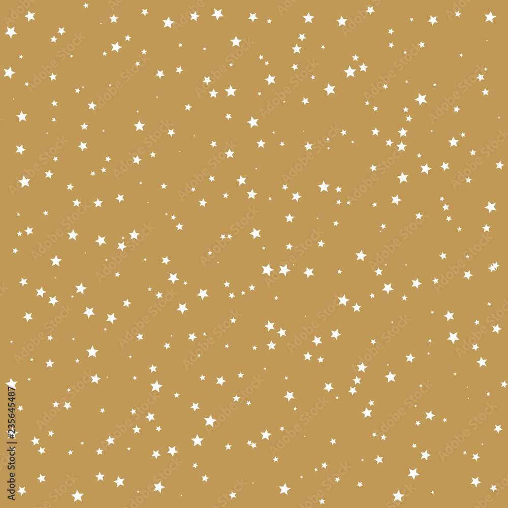 White star texture in random size and pattern on a golden background ...