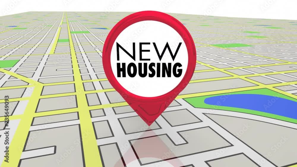 New Housing Starts Home Locations Map Pin 3d Animation vídeo de Stock ...
