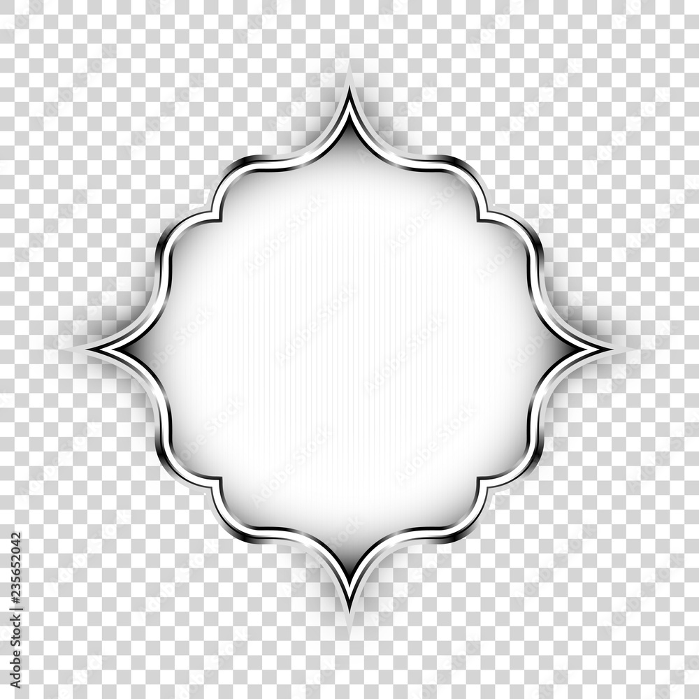 Vector silver shape, decorative art design element. Islamic ornamental ...
