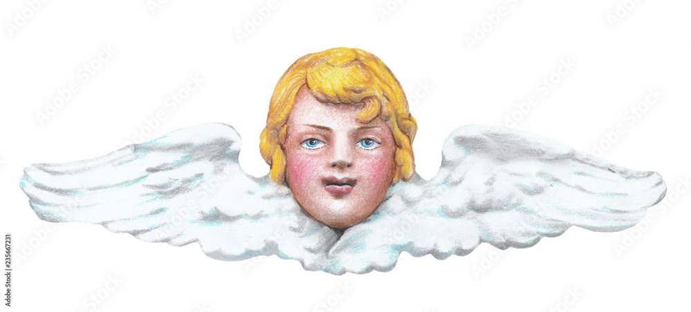 Engel, freigestellt auf weiß, Illustration von Kathrin Schwertner Stock ...