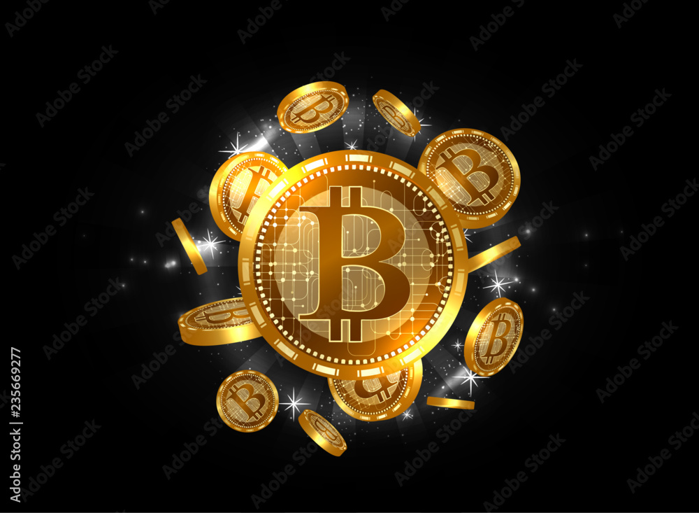 Futuristic digital background with bitcoin. Technology network concept ...