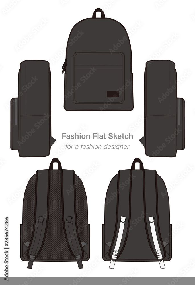 Backpack design illustration flat sketches template Stock Vector ...