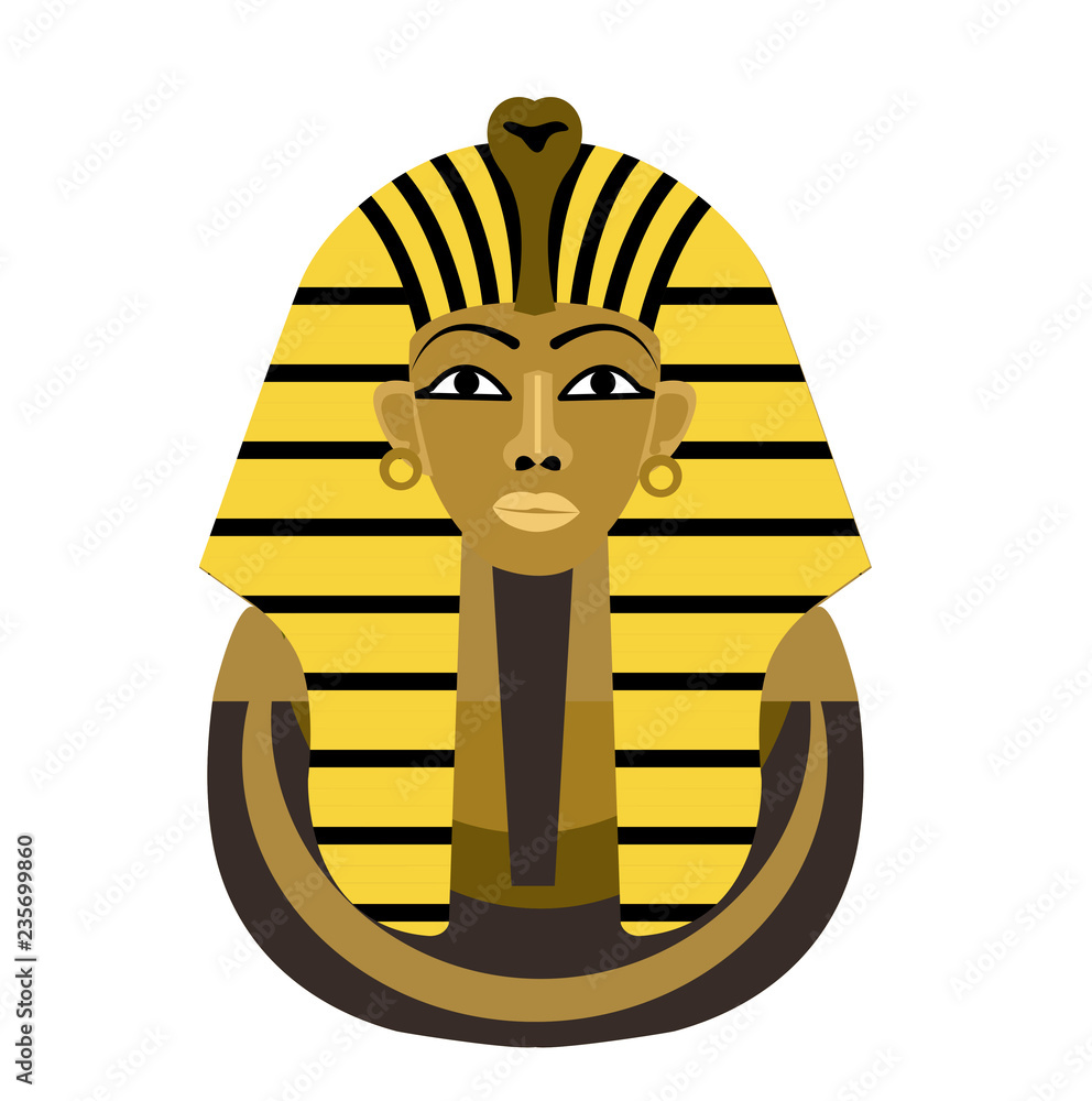 Pharaoh icon, flat style. Symbols of ancient Egypt. Isolated on white ...