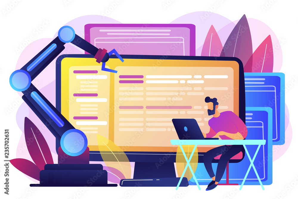 Developer At Laptop And Computer With Open Robotic Soft Open Automation Architecture Open 2271