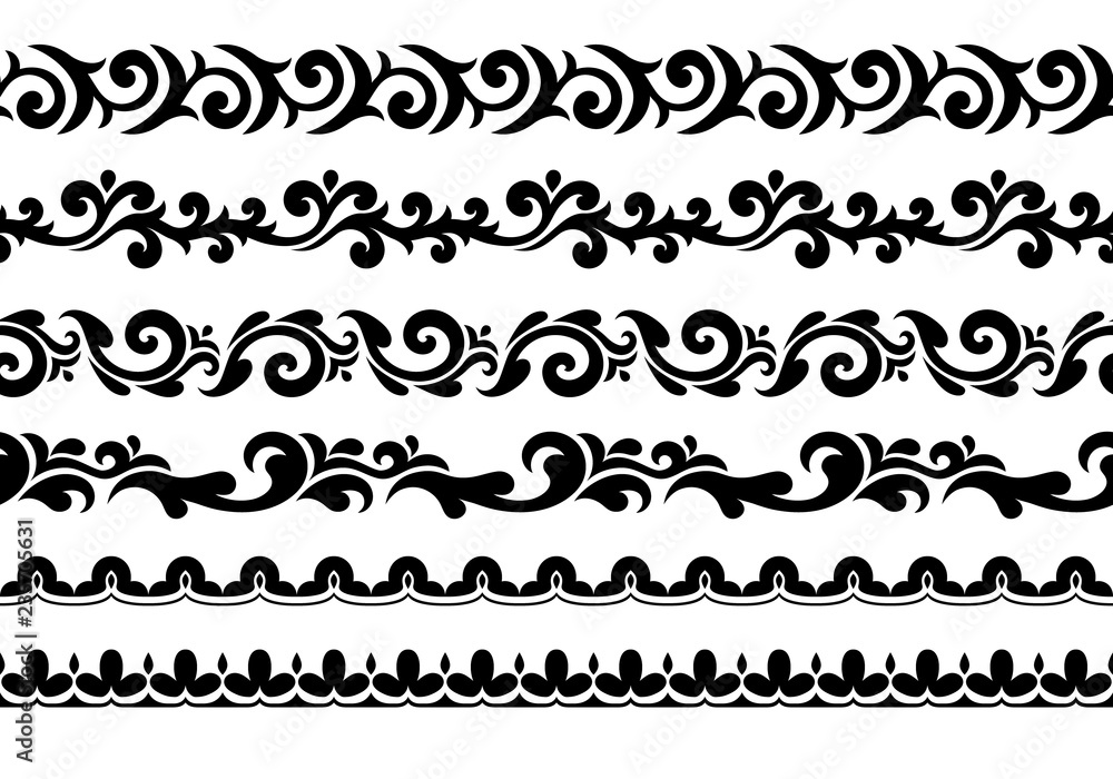 Decorative seamless borders vector set. Stock Vector | Adobe Stock