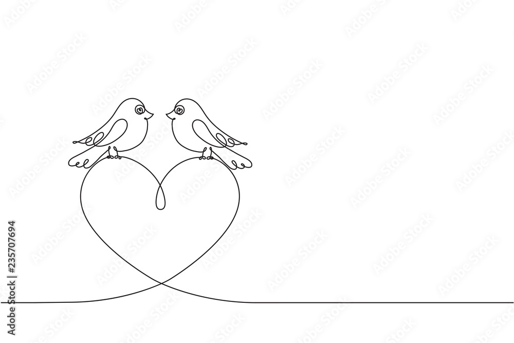 Line Drawings Of Love Birds