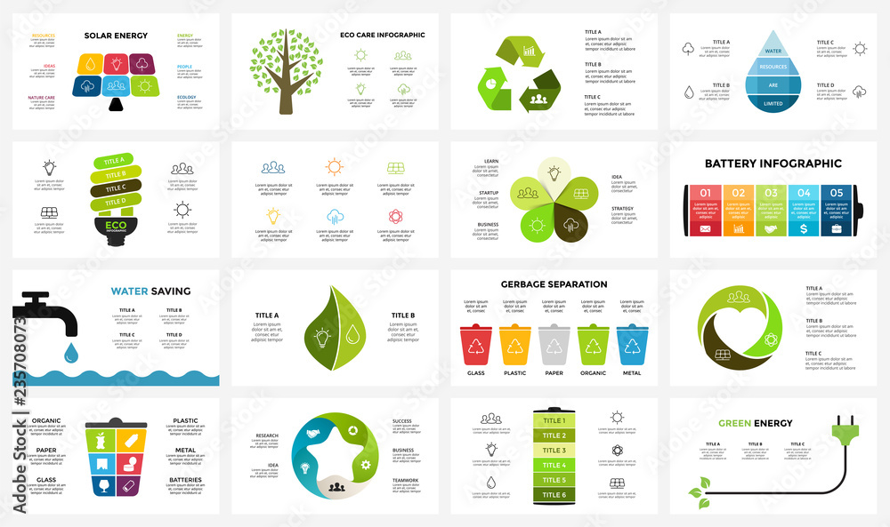 Vector infographic templates set. Ecology nature environment. Circle ...