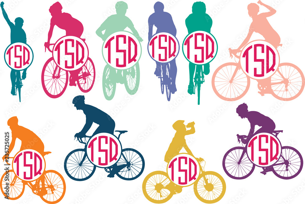 Cycling Logo Monogram, Circle Frames, Cuttable Design, Cut files ...
