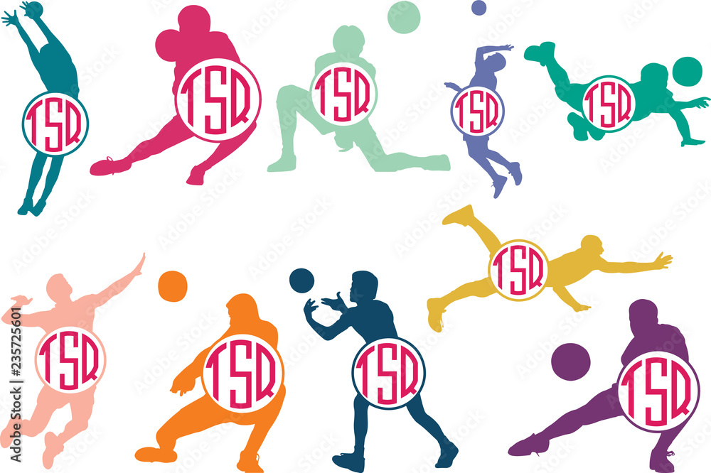 Vetor de Volleyball Logo Monogram, Circle Frames, Cuttable Design, Cut ...