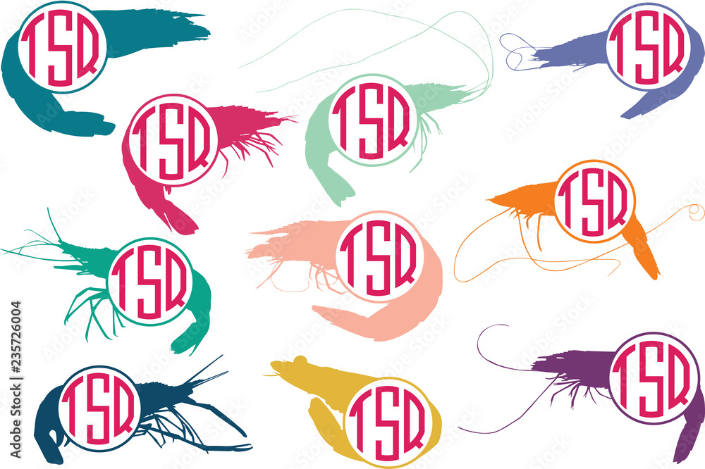 Shrimp Logo, Monogram Logo, Circle Frames, Cuttable Design, Cut files ...