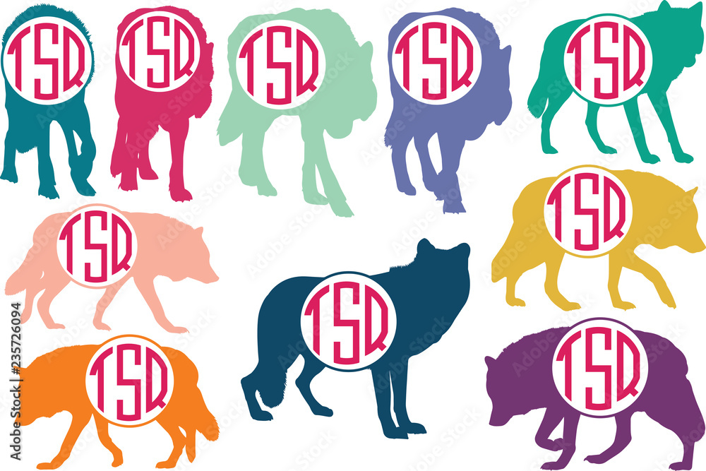 Wolf Logo, Monogram Logo, Circle Frames, Cuttable Design, Cut files ...