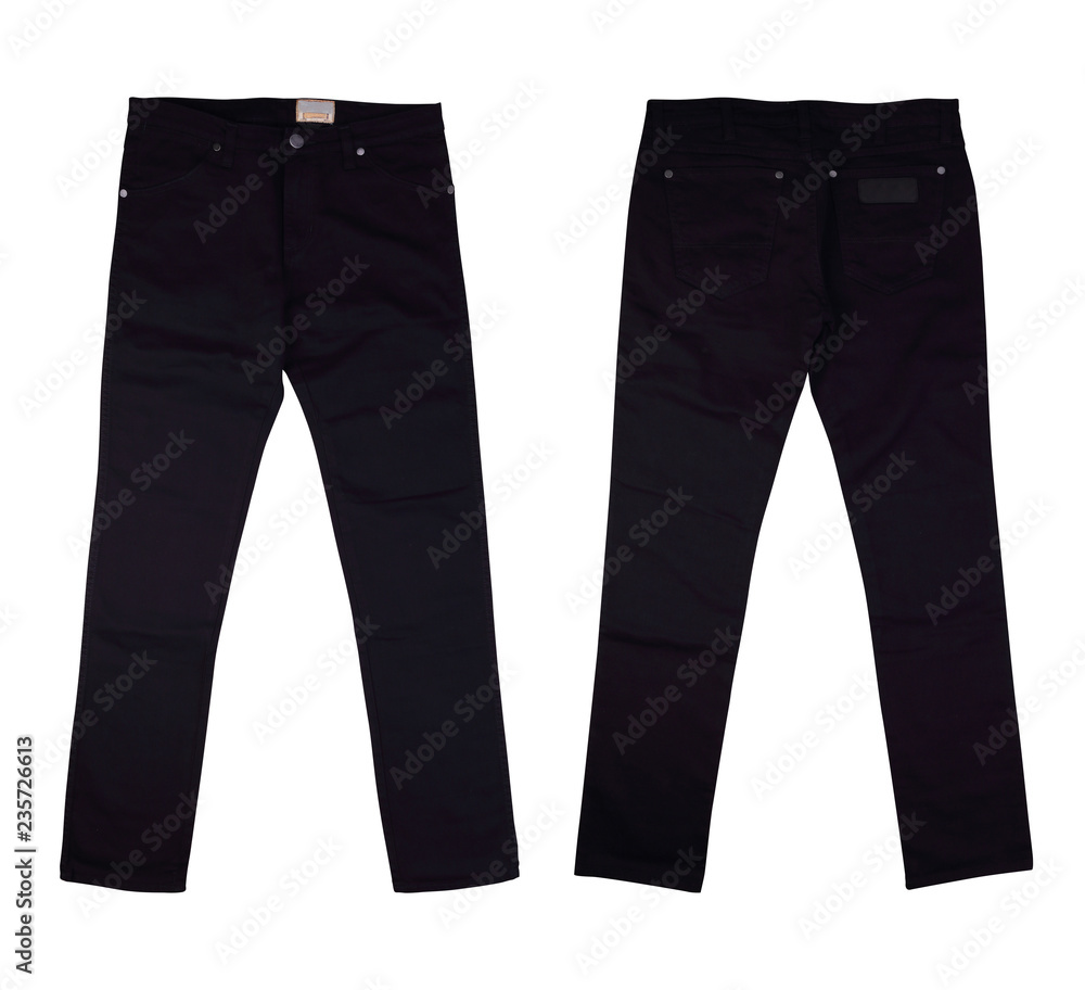Isolated front and back black jeans Stock Photo | Adobe Stock