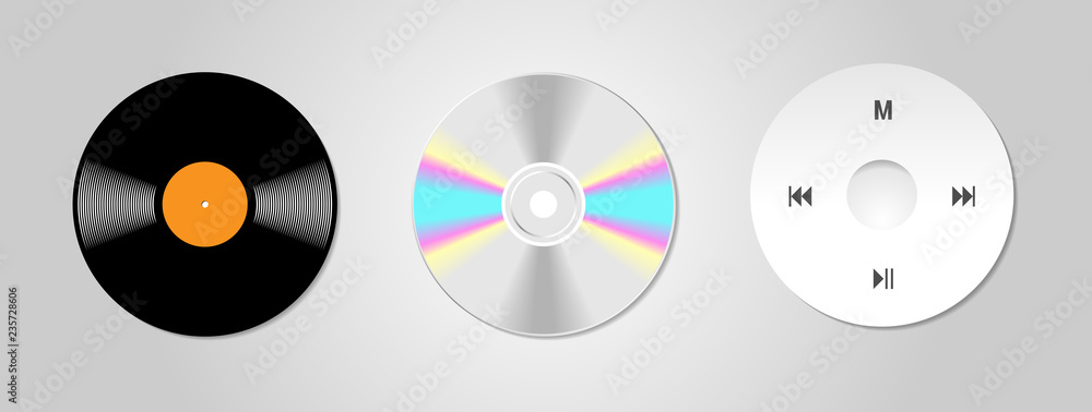 icons in the form of evolution of musical media on an isolated ...