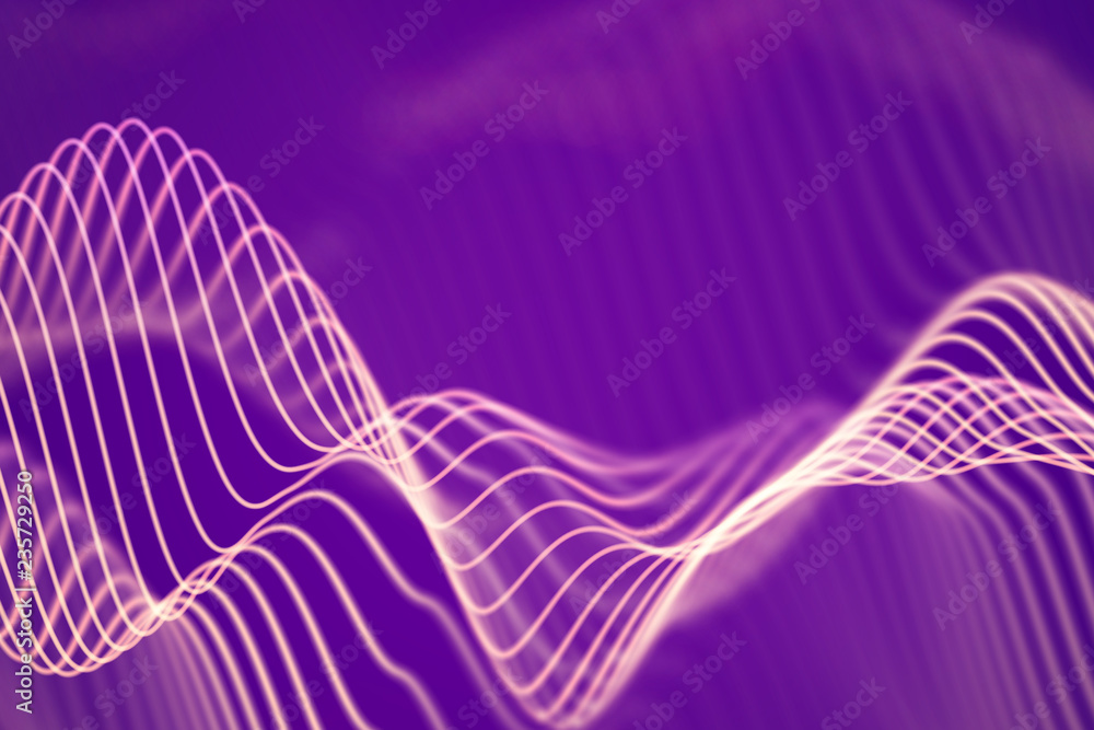 3D Sound waves. Big data abstract visualization. Digital technology ...