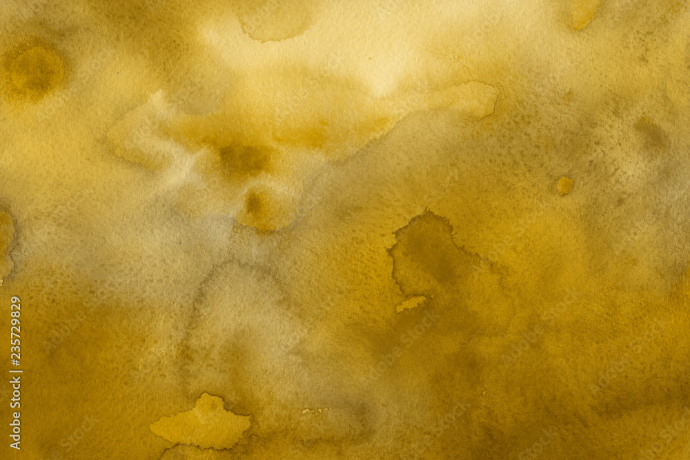 Gold watercolor texture with abstract washes and brush strokes on the ...