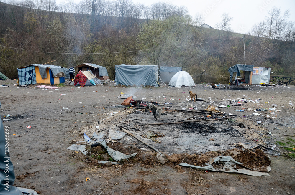 A humanitarian catastrophe in Refugee And Migrants Camp In Bosnia And ...