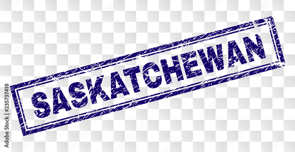 SASKATCHEWAN stamp seal imprint with rubber print style and double ...