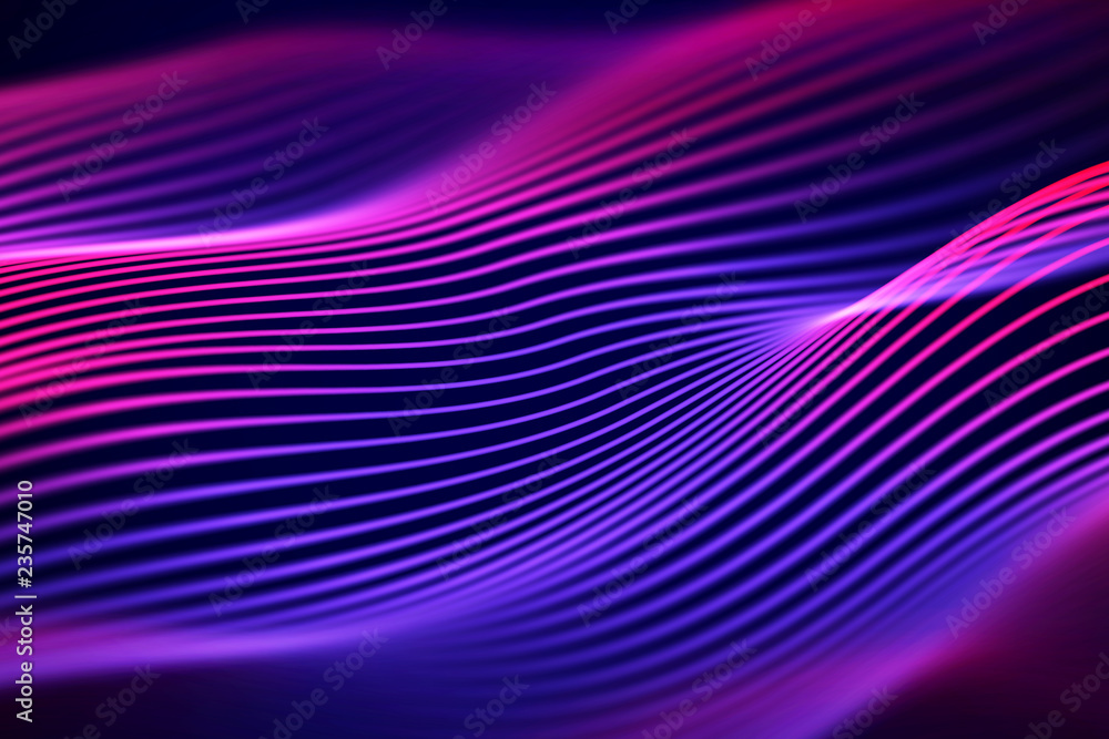 Big data abstract visualization: business charts analytics. 3D Sound ...