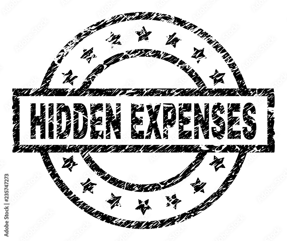 HIDDEN EXPENSES stamp seal watermark with distress style. Designed with ...