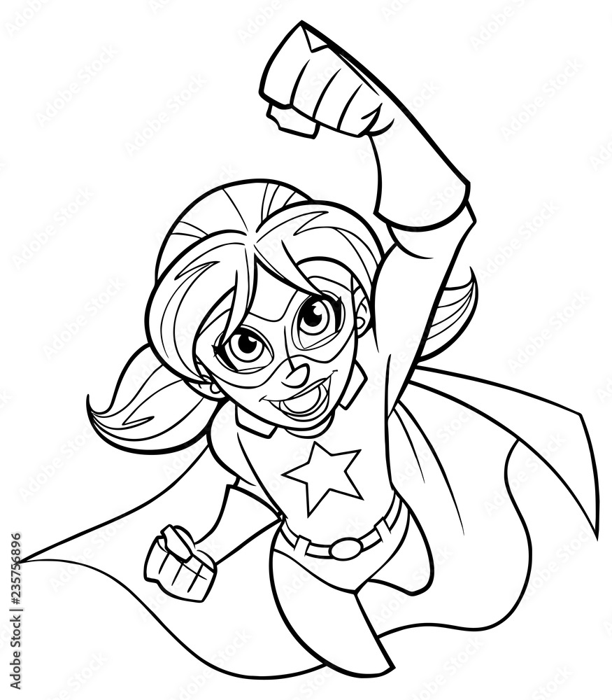 Superhero Cartoon Black And White Girl