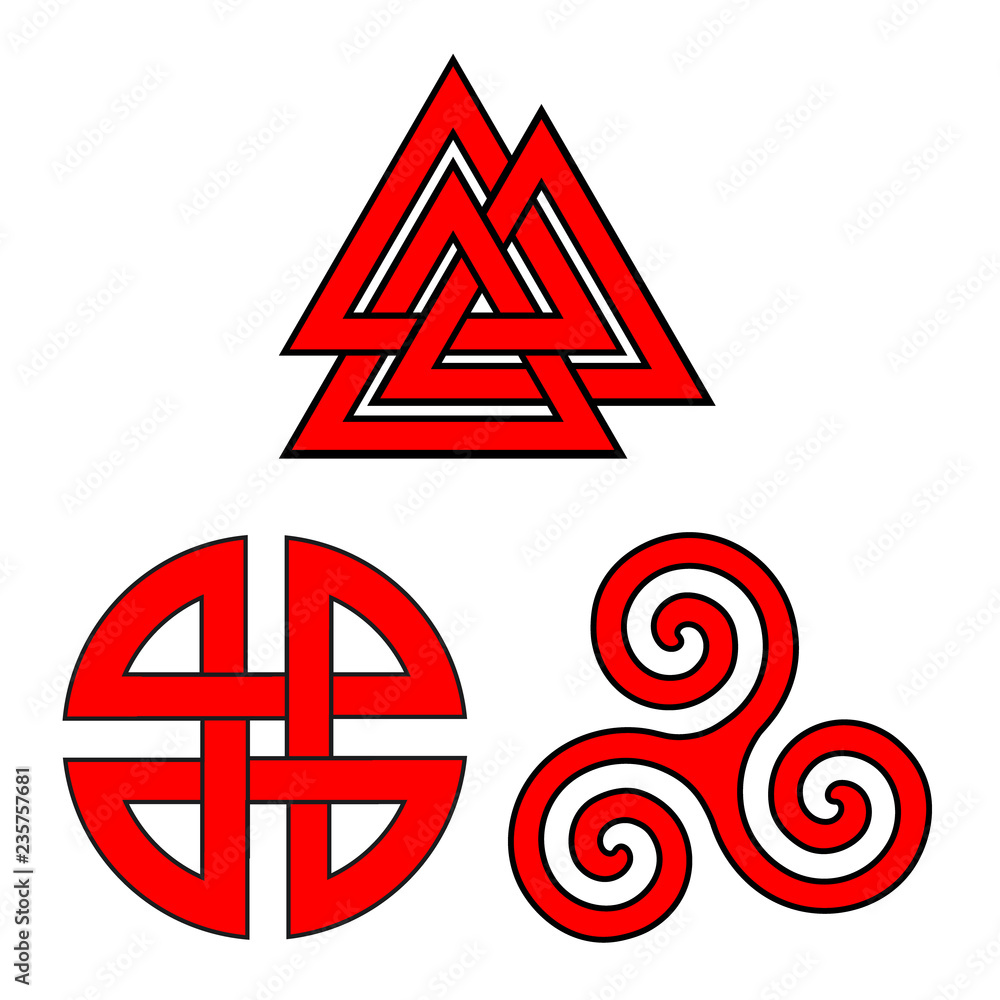 Vector symbol set valknut, shield knot and triskelion Stock Vector ...