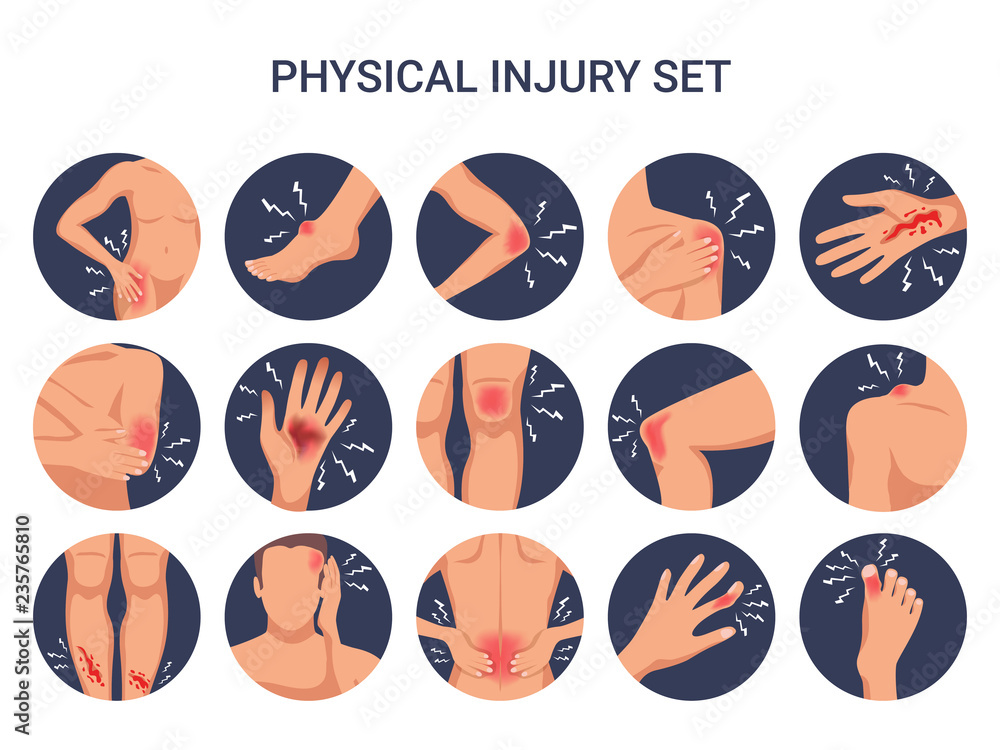 Burn Cut Injury Flat Set Stock Vector | Adobe Stock