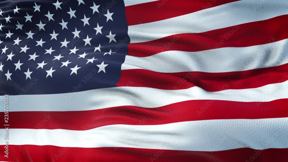 Flag of USA waving. Seamless loop with highly detailed fabric texture ...