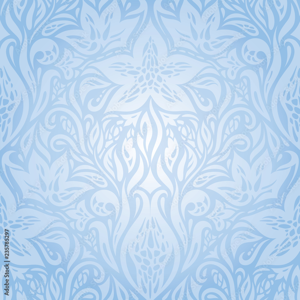 Blue vintage wallpaper background design with decorative flowers Stock ...