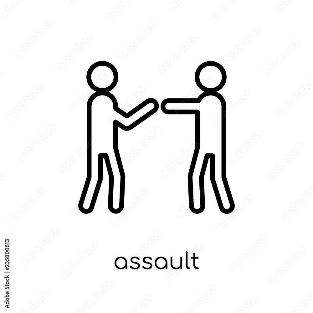 assault icon. Trendy modern flat linear vector assault icon on white ...
