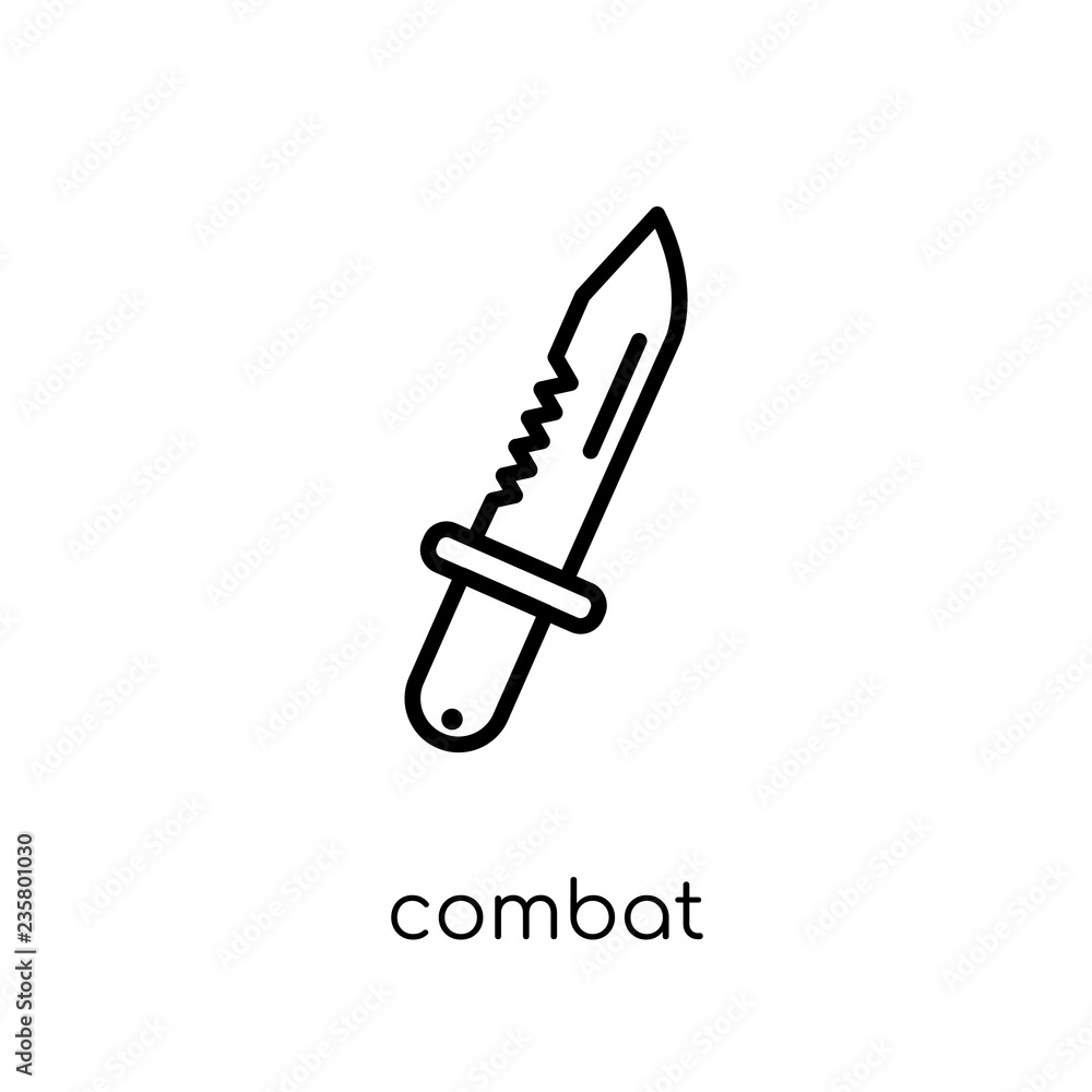 combat icon. Trendy modern flat linear vector combat icon on white ...