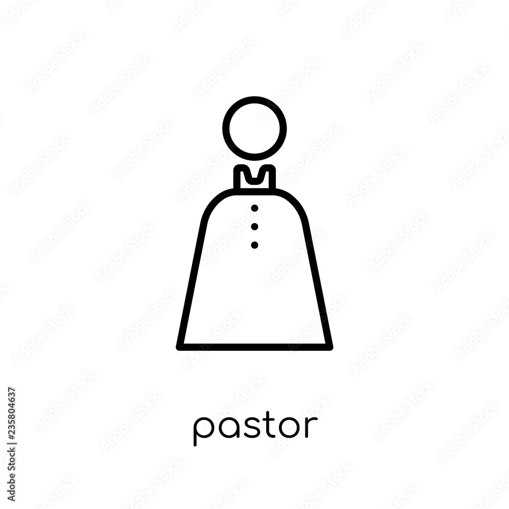 pastor icon. Trendy modern flat linear vector pastor icon on white ...