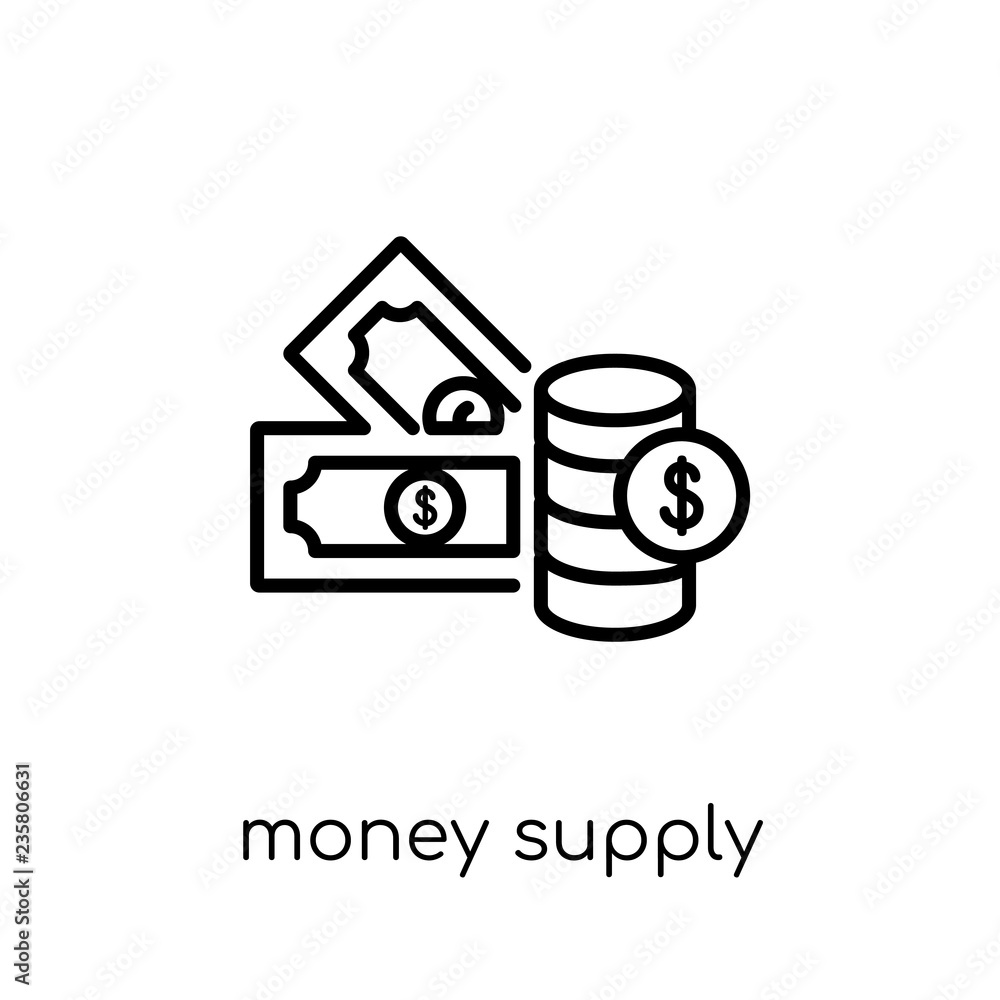 Money supply icon. Trendy modern flat linear vector Money supply icon ...