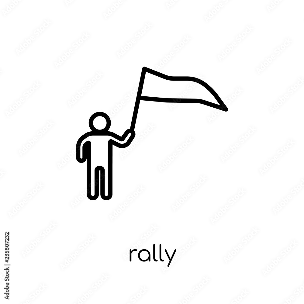 Rally icon. Trendy modern flat linear vector Rally icon on white ...