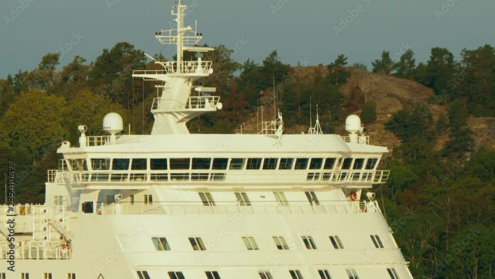 Close Up footage of cruise ship from Viking Line navigate at Nordic ...