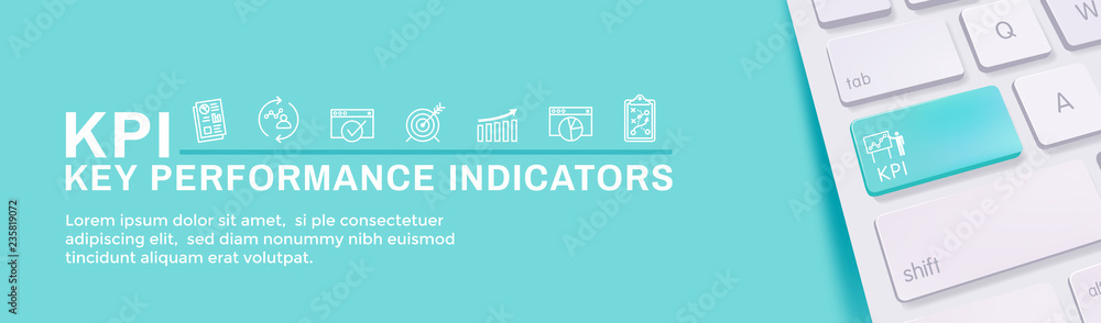 KPI - Key Performance Indicators Web Header Banner and Icon set Stock ...
