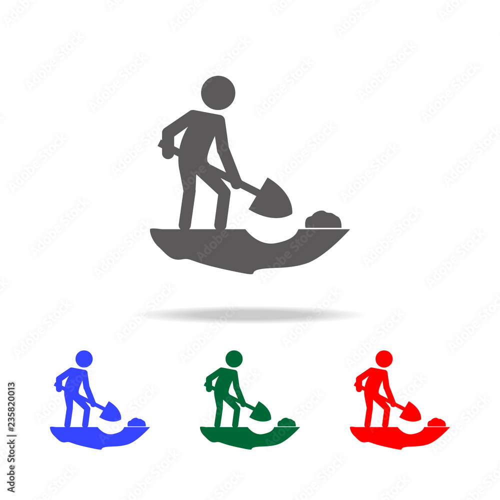 the person is digging icon. Elements of garden in multi colored icons ...