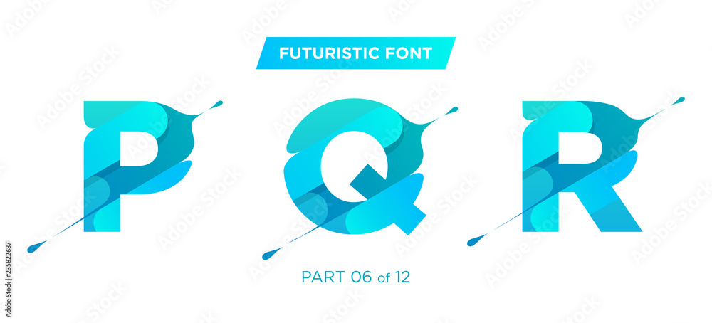 Vector Expressive Modern Typeface with Wave Curves. Bold Geometric ...